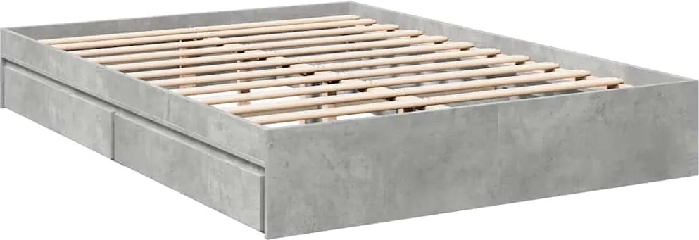 Rám postele se zásuvkami betonově šedý 150 x 200 cm kompozit 3280653