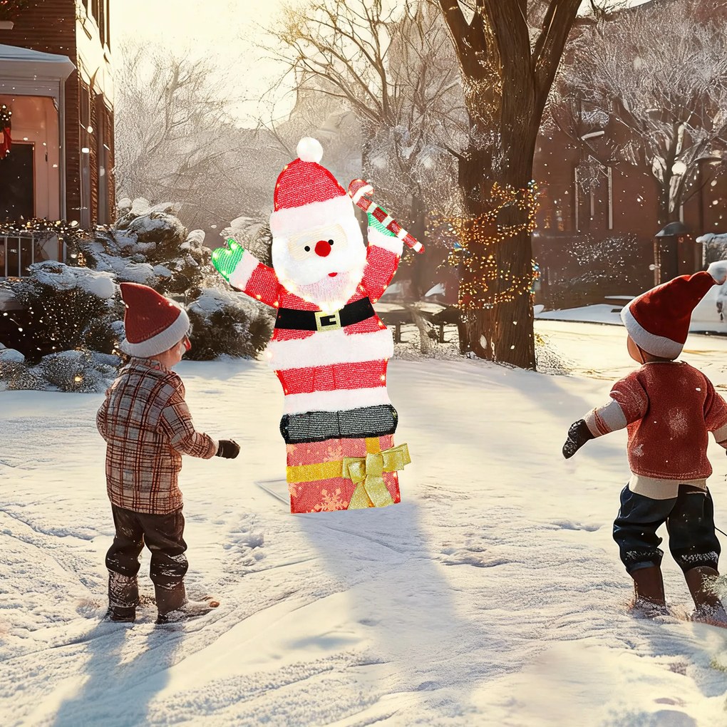 Outsunny 97 LED vánoční dekorace, Vánoce Santa Claus v teplé bílé, ocelový rám, vícebarevná