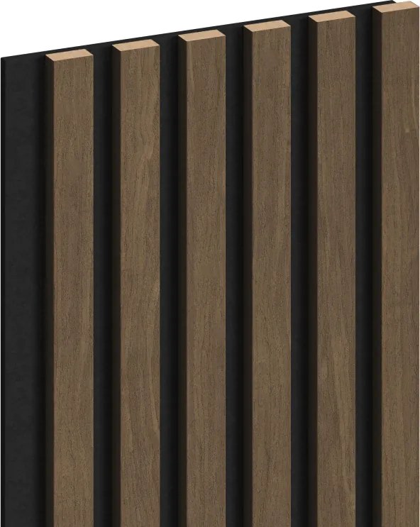 Mexen Lam-F, akustické stěnové lamely 275 × 30 cm, plstěný podklad 8 mm, technická dýha, ořech kakaový, S105-275307-3015-018