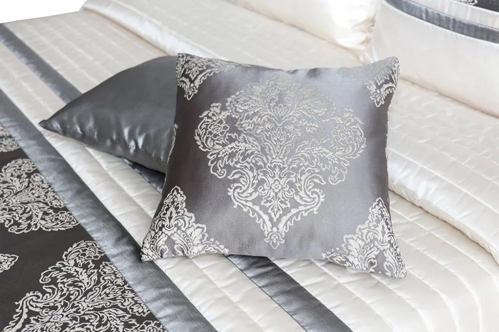 Elegantní přehoz na postel zlato šedý s oramentmi v barokním stylu Šířka: 220 cm | Délka: 240 cm