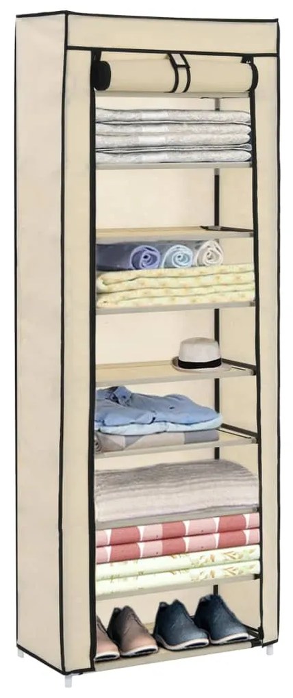 Botník s potahem krémový 57 x 29 x 162 cm textil 282431