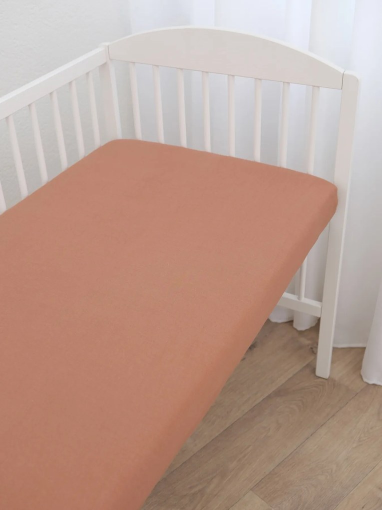 MK Lůžkoviny Jersey prostěradlo do postýlky Classic 70 x 140 cm – terakota