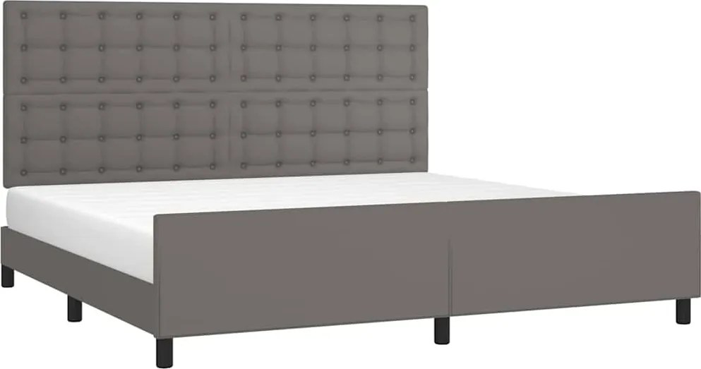 Rám postele s čelem šedý 200x200 cm umělá kůže 3125595