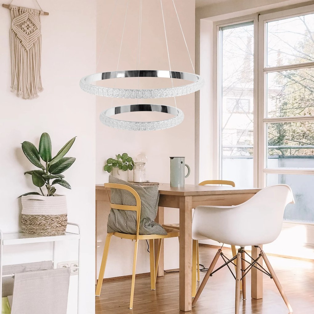 Toolight Toolight, LED závěsné osvětlení 63cm, 80W, G046-2CP, chromová, OSW-06314