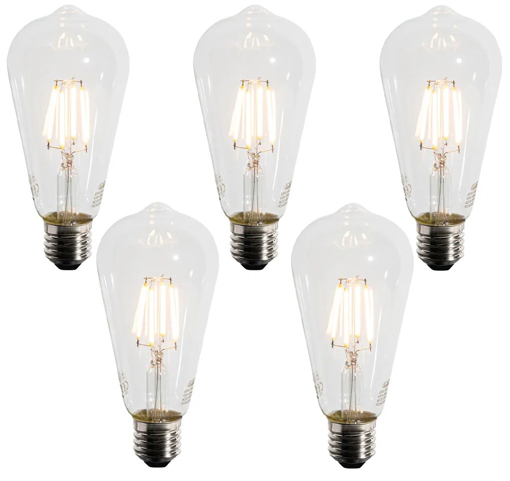 Sada 5 LED žárovek E27 ST64 se senzorem soumraku 4W 400 lm 2200K