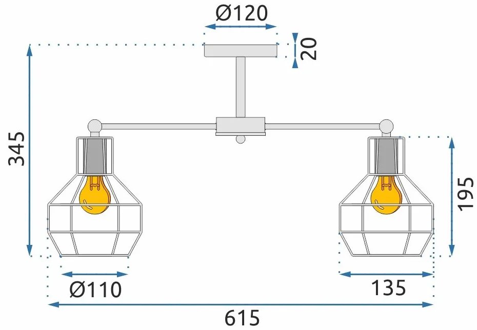 Toolight - Závěsné kovové stropní svítidlo 6xE27 60W APP735-6C, černá, OSW-08764