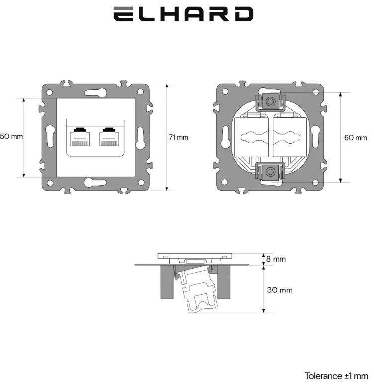 Elhard Datová zásuvka Royal 2xRJ45, bílá YK2122W