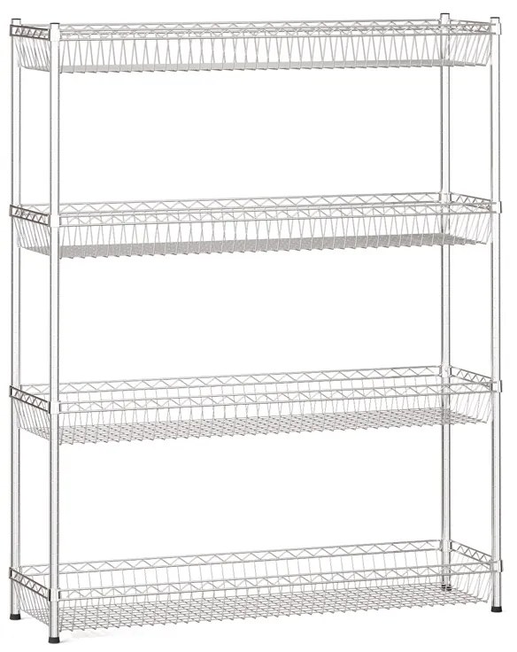 Drátěný regál s košovými policemi, 1500 x 1200 x 350 mm, 4 police