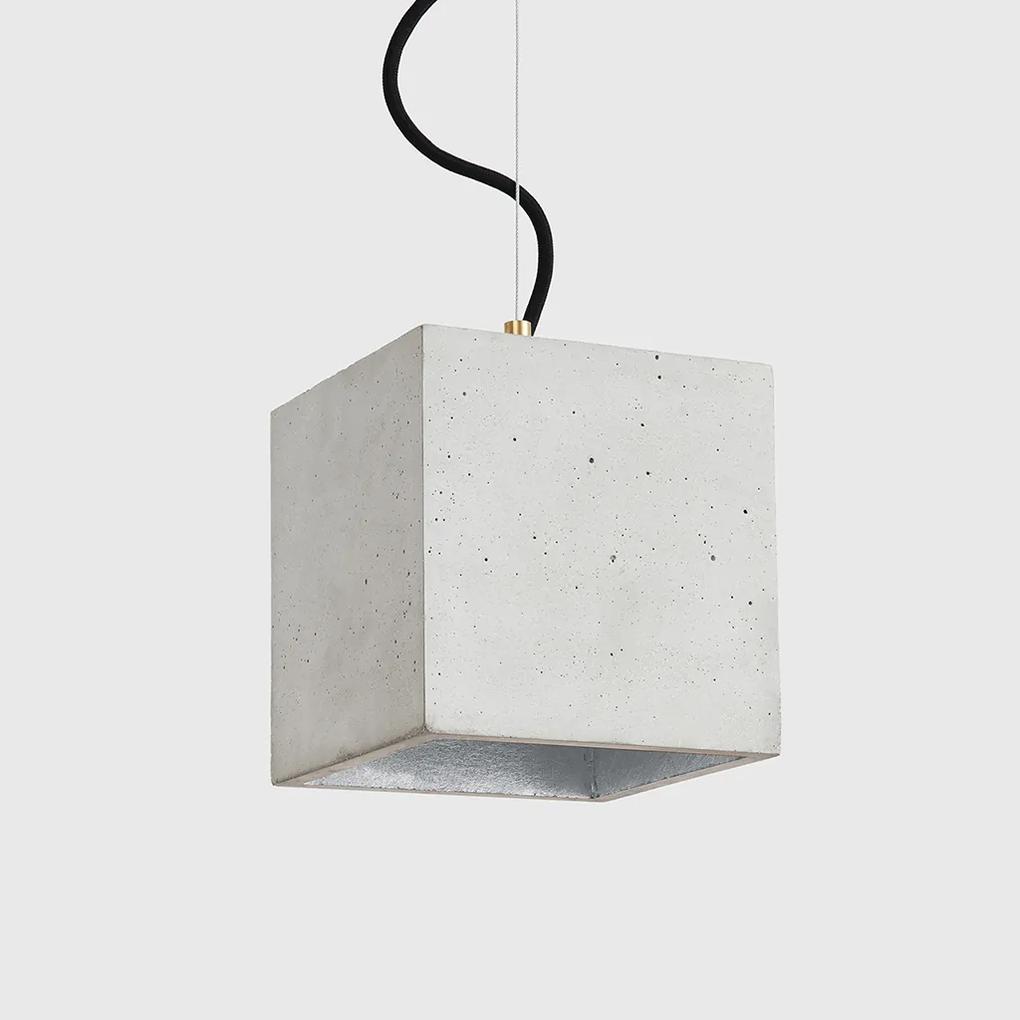 Svěšené betonové svítidlo B5  Svěšené betonové svítidlo B5 Dekor: Světlý beton, Kabel: Černý, Vnitřní plocha: Stříbrná
