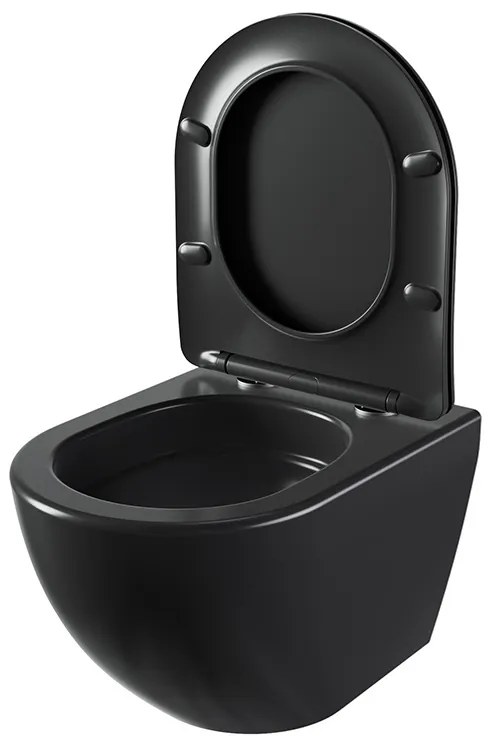 BPS-koupelny Závěsná WC mísa se SoftClose sedátkem HYD-4669, černá mat