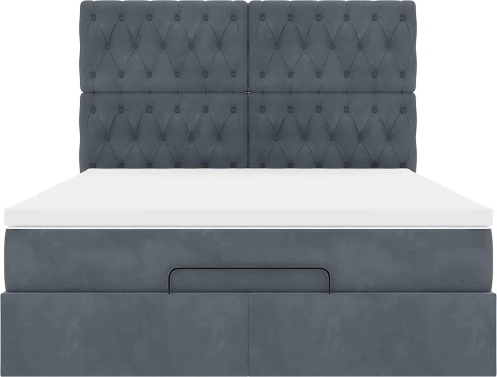 Osmanský rám postele s matracemi tmavě šedá 140x190cm samet 3313542