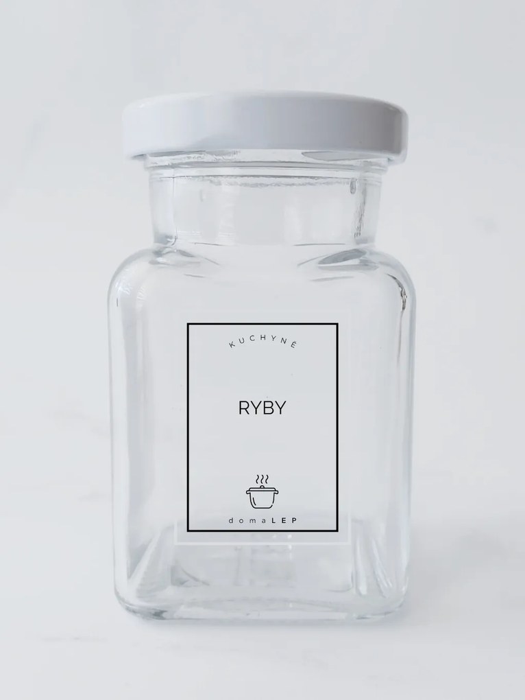 Samolepka na kořenky RYBY průhledná 3 × 4 cm základní písmo