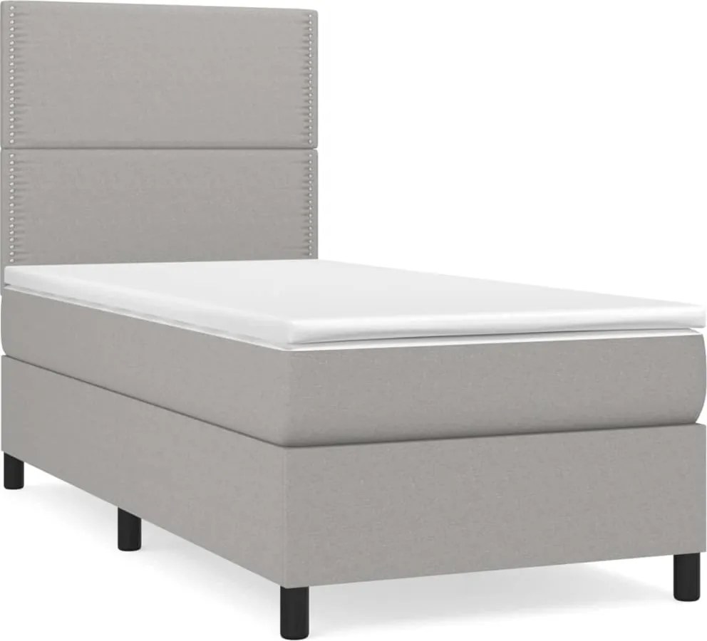 Box spring postel s matrací světle šedý 100 x 200 cm textil 3141673