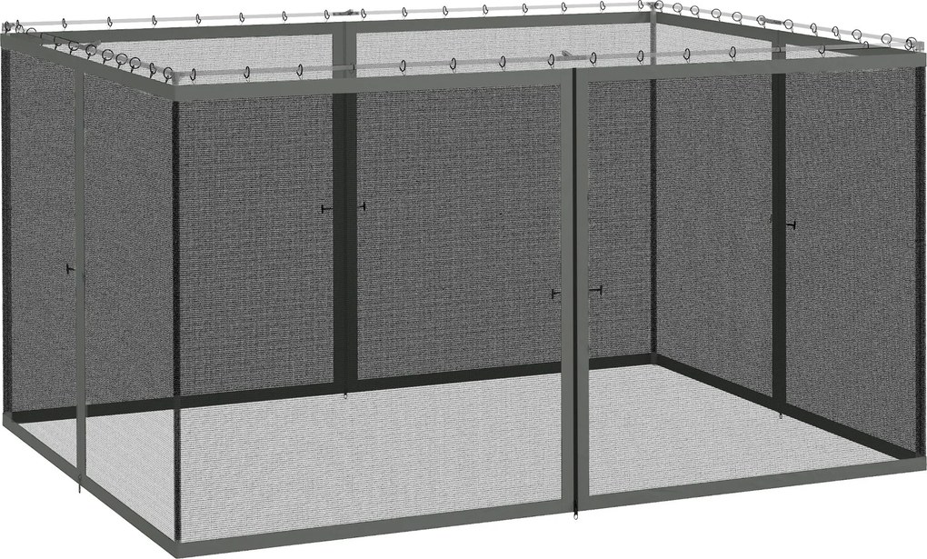 Moskytiéry Outsunny pro altán 3 × 4 m, stan nebo pavilon – balení 4 zipových panelů s upevňovacími háčky – nylon/polyester | Aosom