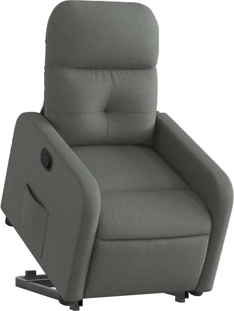 Zvedací polohovací křeslo tmavě šedé textil 3206796