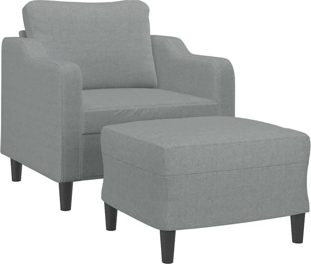 Křeslo s podnožkou světle šedé 60 cm textil 3201127