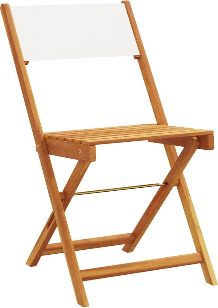 3dílný bistro set krémově bílý textil a masivní dřevo 3281760