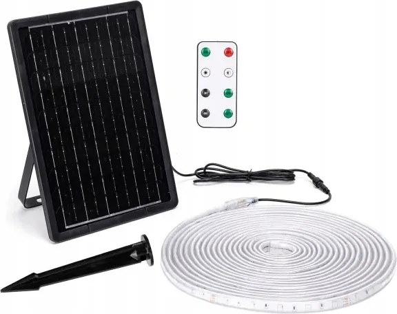 Set Solární Led páska barva Studená 20mb 200W IP65 hermetická s dálkovým ovládáním