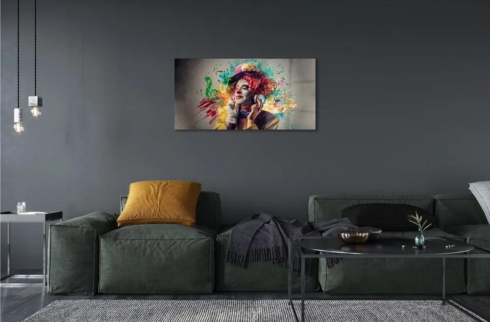 Obraz na skle Klaun barva poznámky 100x50 cm