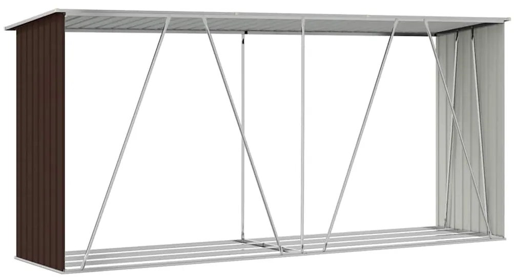 vidaXL Marketos Zahradní kůlna na dříví pozinkovaná ocel 330x84x152 cm hnědá