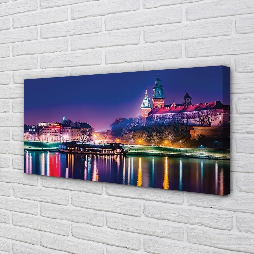 Obrazy na plátně Krakow City noc řeka 100x50 cm