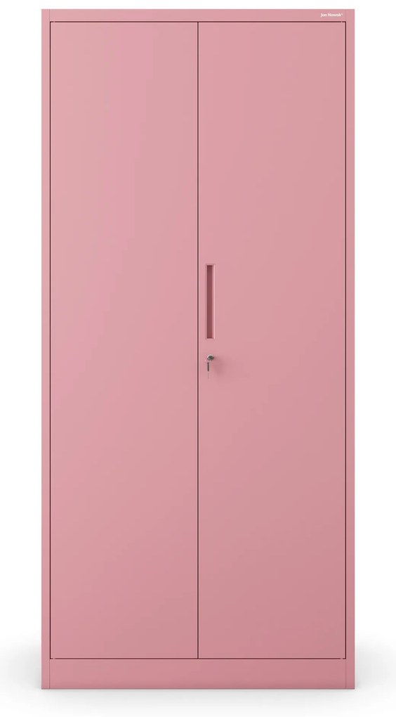 Vysoká kovová kancelářská skříň na dokumenty, pudrově růžová, 900x1950x400 mm: JAN H Fresh Style