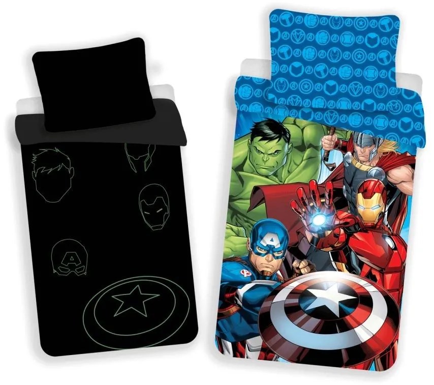 JERRY FABRICS Povlečení Avengers 02 svítící Bavlna, 140/200, 70/90 cm