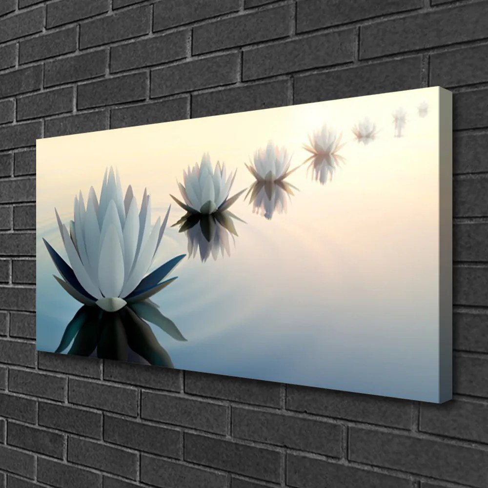 Obraz na plátně Vodní Lilie Bílý Leknín 140x70 cm
