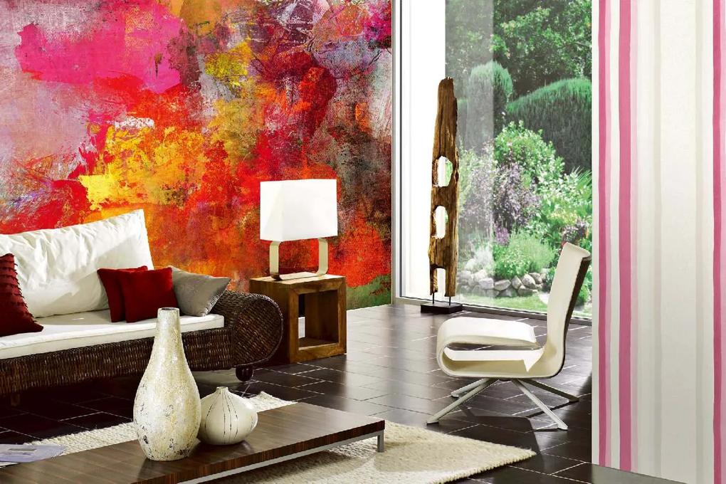 DIMEX | Samolepicí vliesová fototapeta na zeď Abstraktní barevná textura MA-5-2555 | 375 x 250 cm | červená, fialová, žlutá, oranžová, růžová