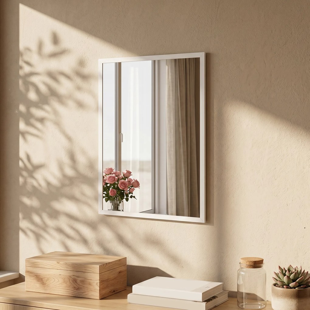 HOMCOM Obdélníkové Zrcadlo 50x70 cm - Koupelnové Zrcadlo, Dekorativní Zrcadlo na Stěnu pro Obývací Pokoj, Vstup nebo Chodbu, Horizontální nebo Vertik…