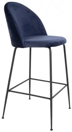 Barová židle LAUSANNE velvet modrá, nohy černé House Nordic 1001263