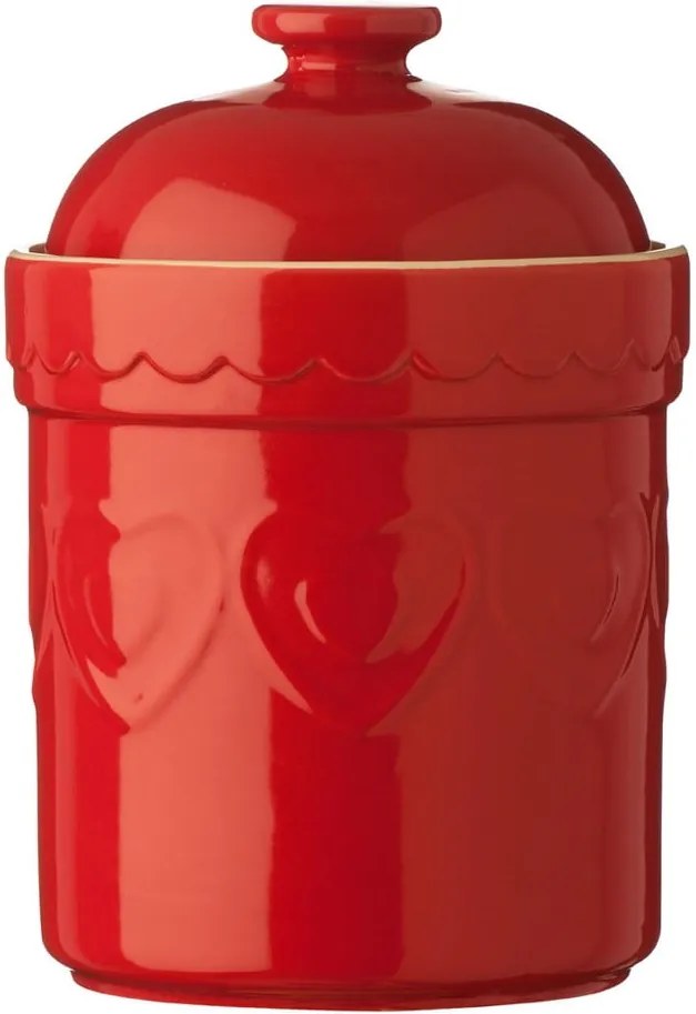 Červená kameninová dóza Premier Housewares Sweet Heart, 1,5 l