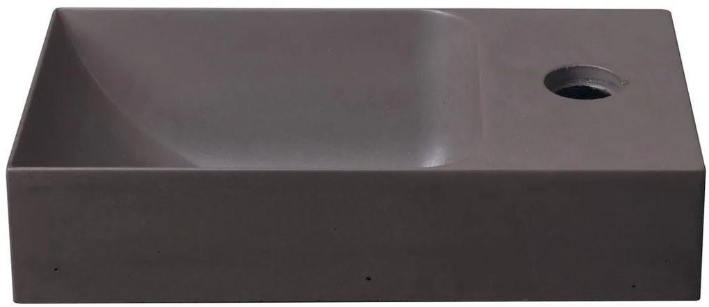 Sapho Sapho, PICCOLINO betonové umyvadlo 30,8x17cm, baterie vpravo, tmavě hnědá, PK30515