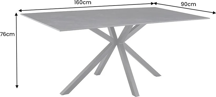 Keramický jídelní stůl Fabrico 160 cm antracitový