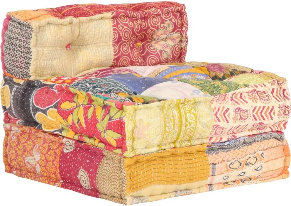 Modulární pouf patchwork textil 287702