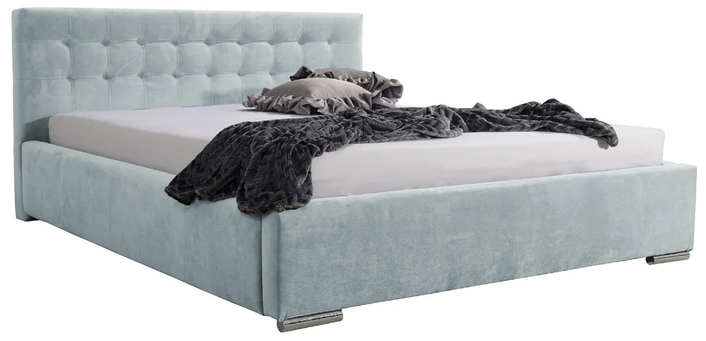 Eka Čalouněná postel Anastasia - Fresh 120x200 cm Barva látky - Fresh: Nebeská modrá (33), Úložný prostor: S dřevěným rámem úložného prostoru