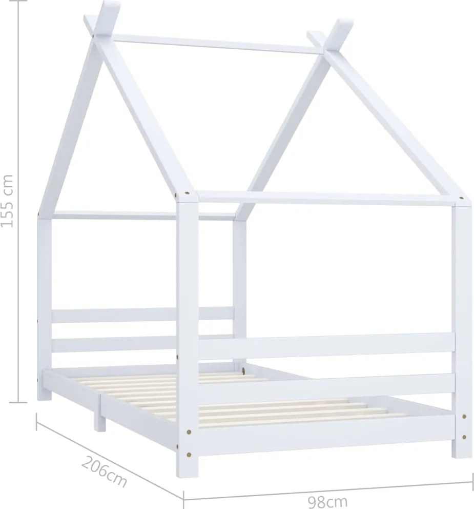 Rám dětské postele bílý masivní borové dřevo 90 x 200 cm 289612