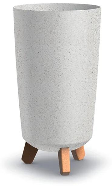 PROSPERPLAST Květináč - GRACIA TUBUS SLIM Eco Wood Průměr: 19,5 cm, Barva: kávová