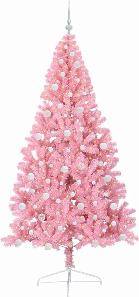 Umělý osvětlený vánoční stromeček Růžová 240 cm PVC 3397105