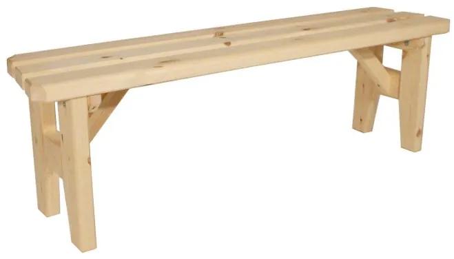Pevná dřevěná venkovní lavice z masivu, bez opěradla, nelakovaná, 150 cm