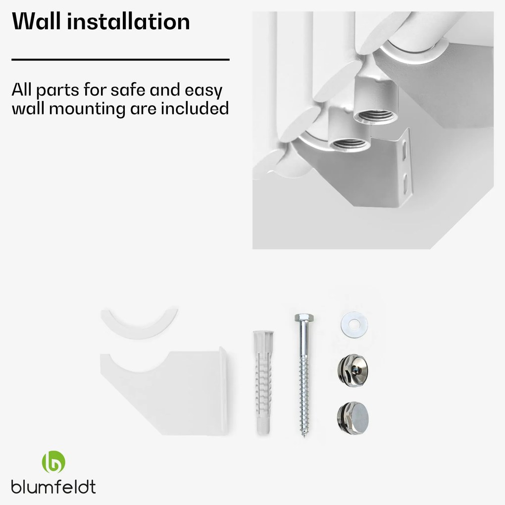 Blumfeldt Tallheo, 47 x 160, radiátor, koupelnový radiátor, trubkový radiátor, 1472 W, teplá voda, 1/2