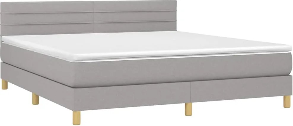 Box spring postel s matrací a LED světle šedá 180x200 cm textil 3133813