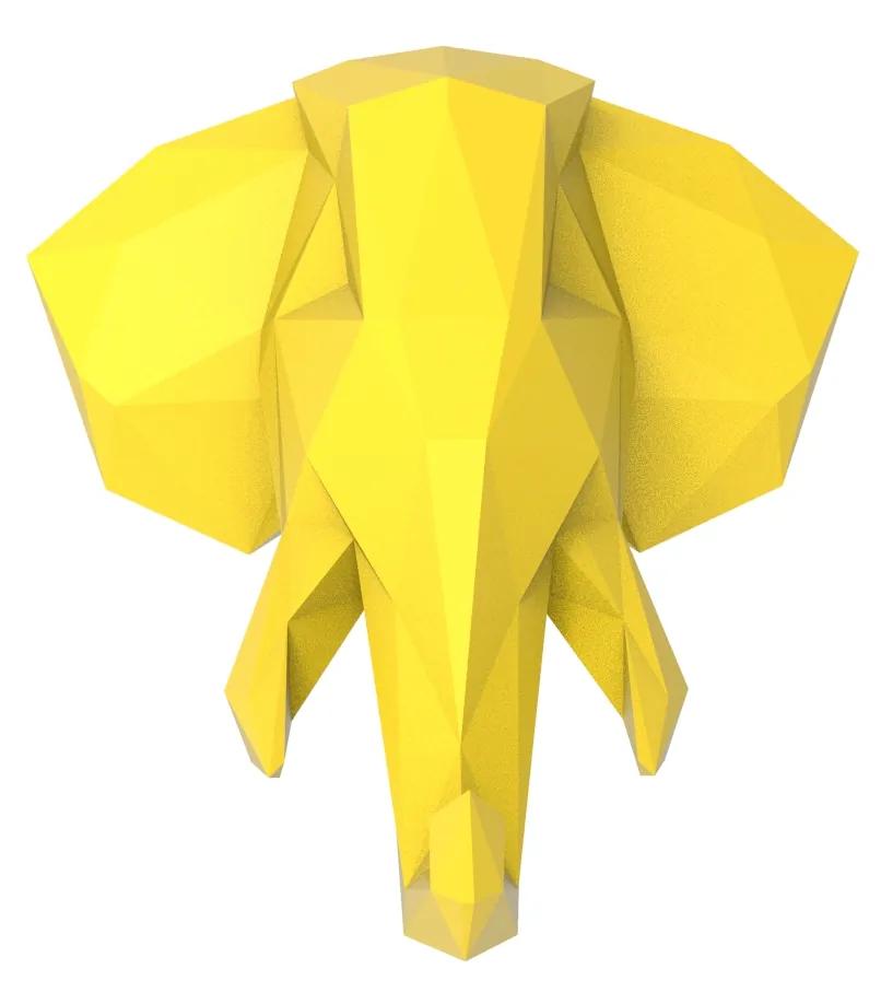 POLLY – Geometrický háček – Slon Barva: Žlutá, Typ: se samolepkou 3M, Varianta: Kompletní produkt