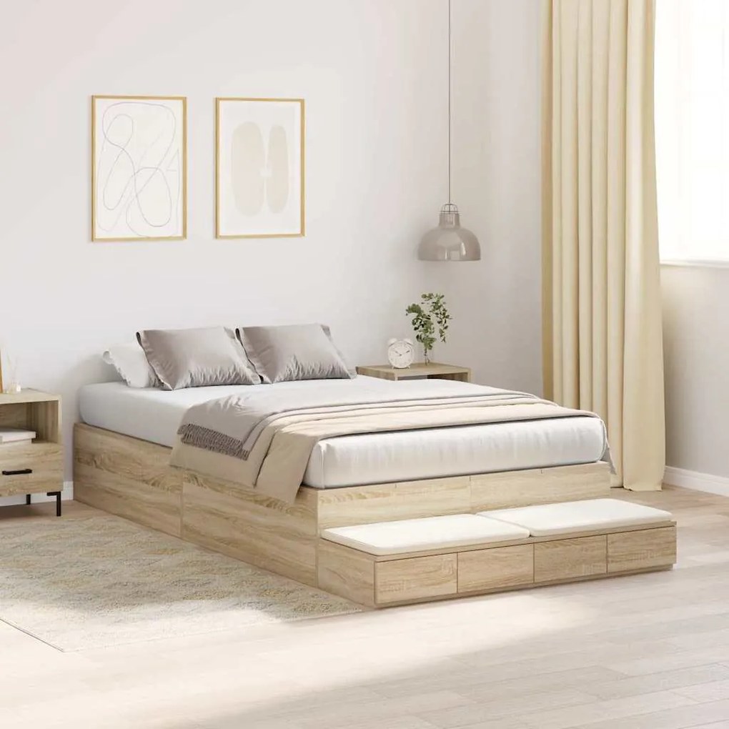 Rám postele s úložným prostorem se zásuvkou Sonoma dub 120 cm 3335687