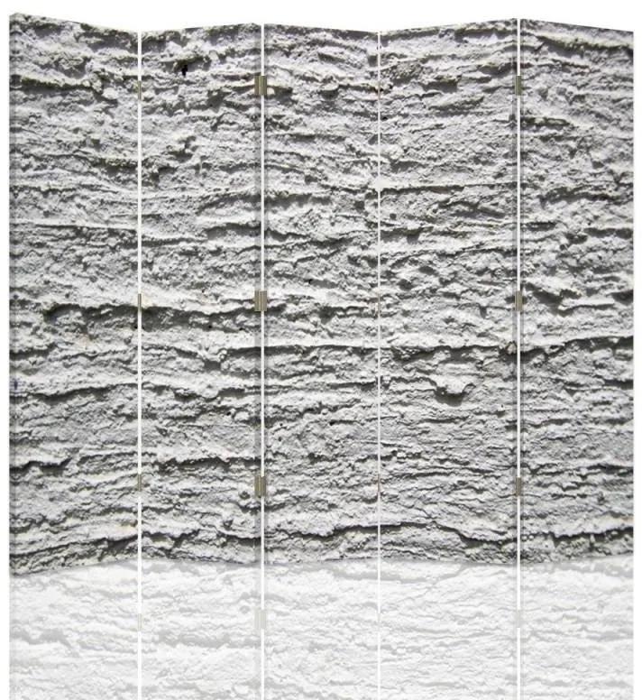 Ozdobný paraván Betonová šedá - 180x170 cm, pětidílný, obustranný paraván 360°