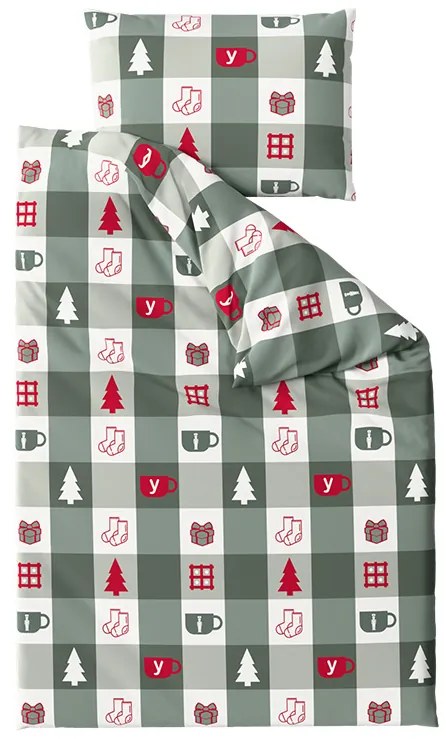 Bavlněné povlečení CHRISTMAS SOCKS zelené Rozměr povlečení: 70 x 90 cm | 140 x 200 cm