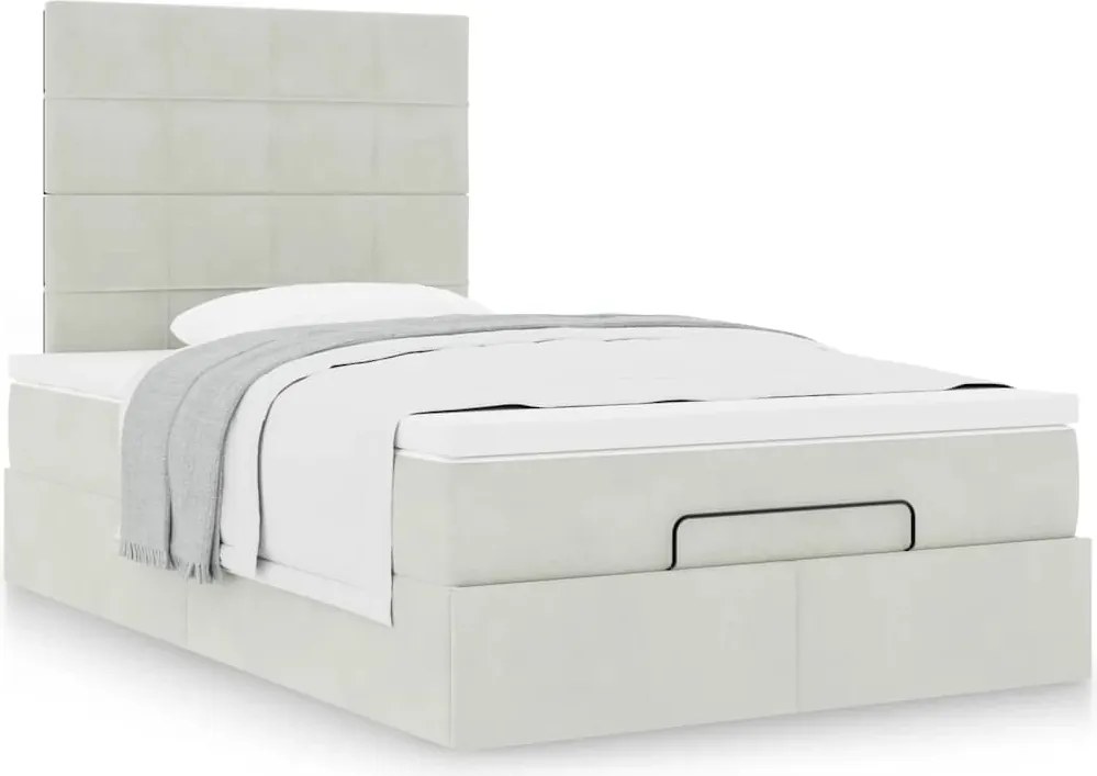 Osmanský rám postele s matracemi světle šedá 120x200cm samet 3313463