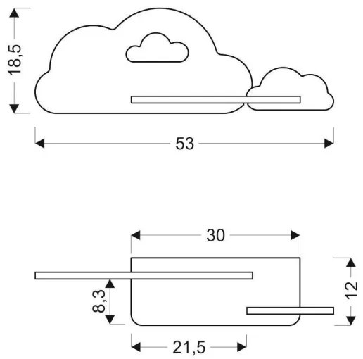 LED Dětské nástěnné svítidlo s poličkou CLOUD LED/5W/230V modrá/bílá
