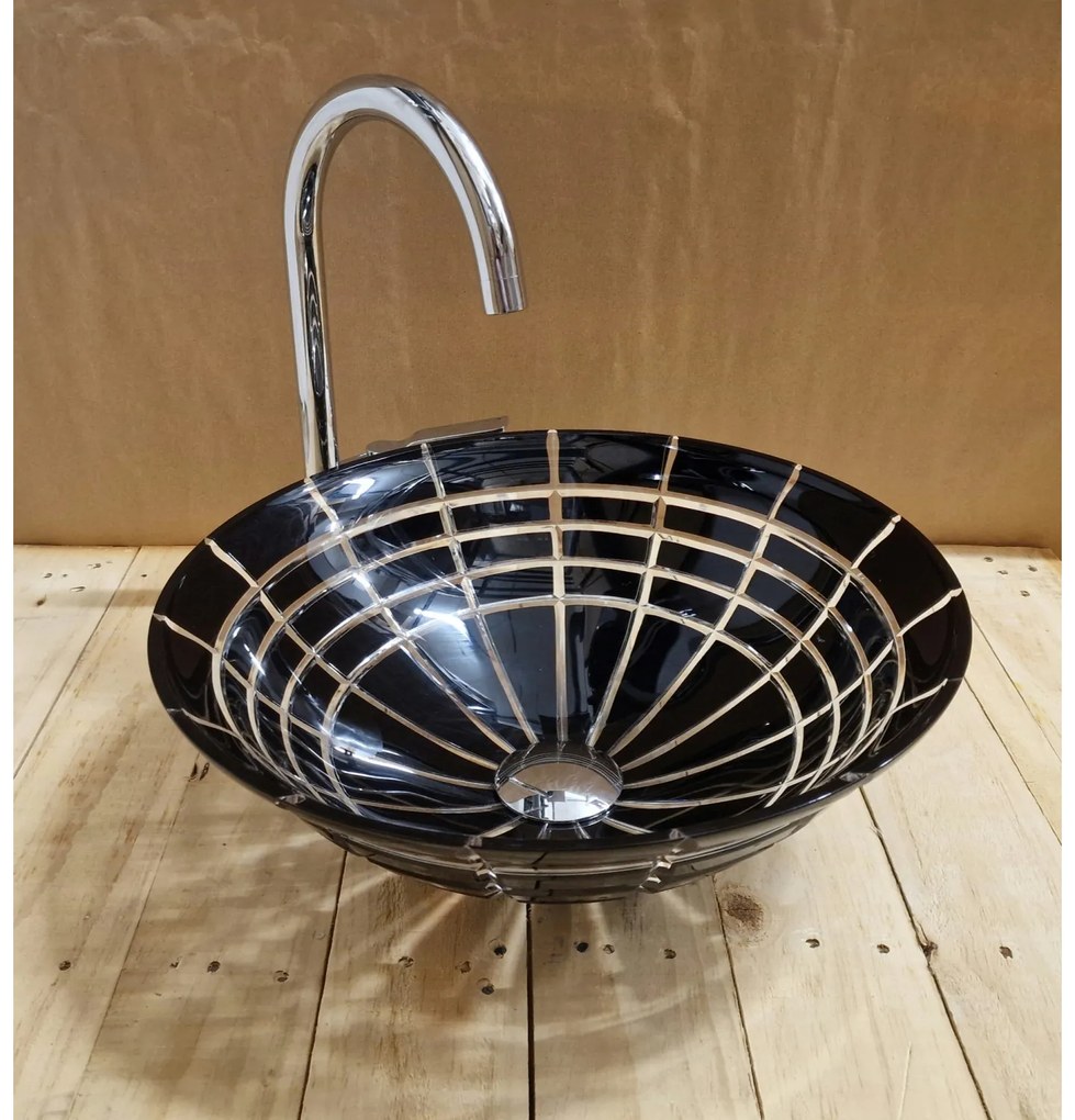 Light for home - Skleněné designové umyvadlo "Black Diamond Beauty" U 005, Černá