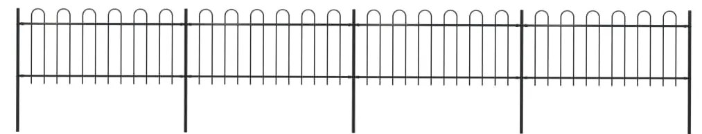 Zahradní plot s obloukem nahoře ocelový 714,5 x 80 cm černý